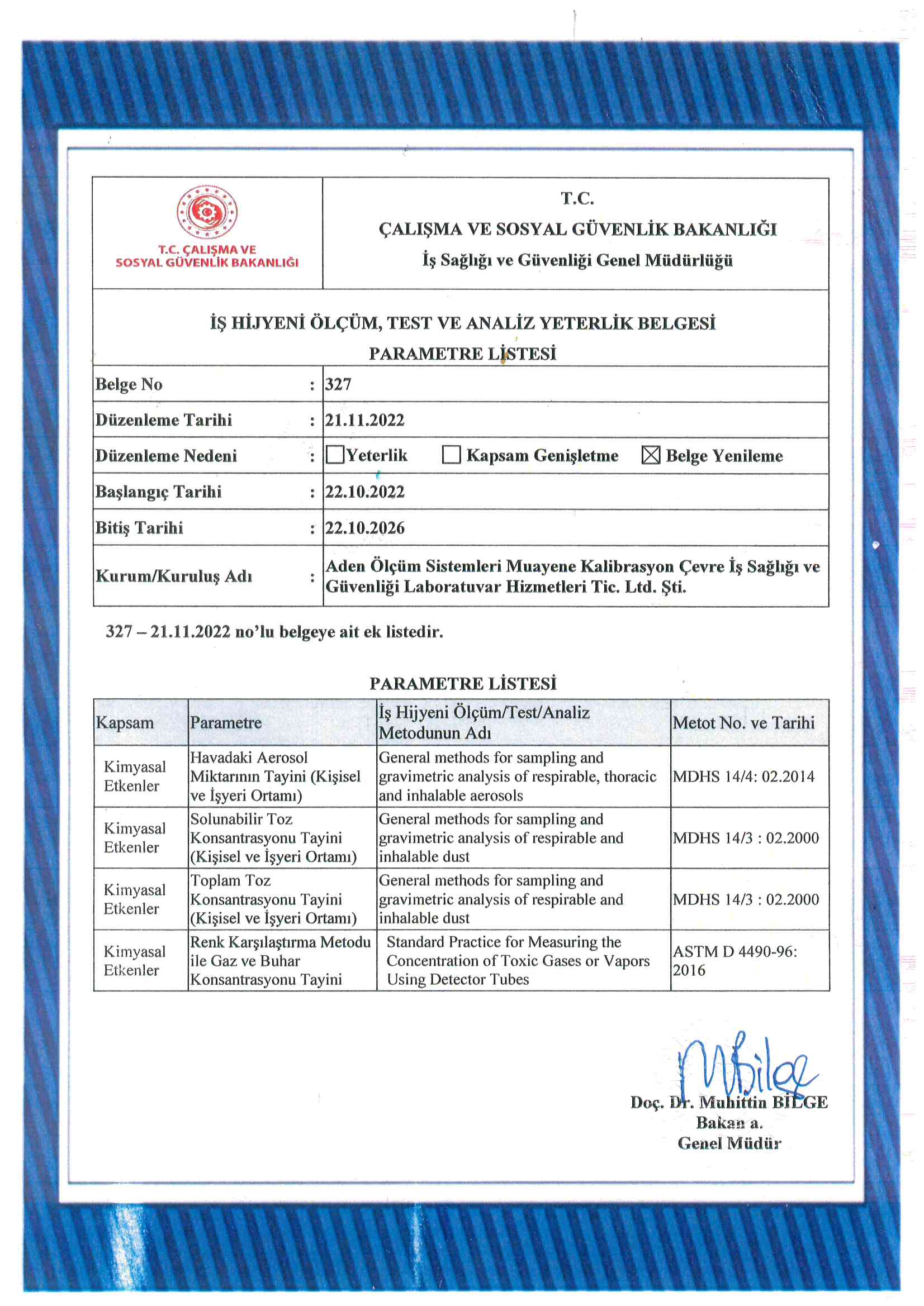 BELGELERİMİZ İŞ SAĞLIĞI VE GÜVENLİĞİ LABORATUVARI | BELGELERİMİZ